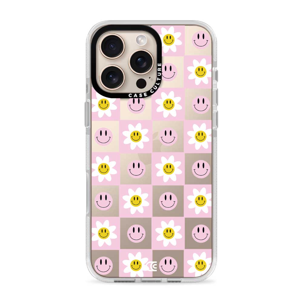 เคส iPhone 16 Pro | Smiley Face Daisy Checker – Case Culture